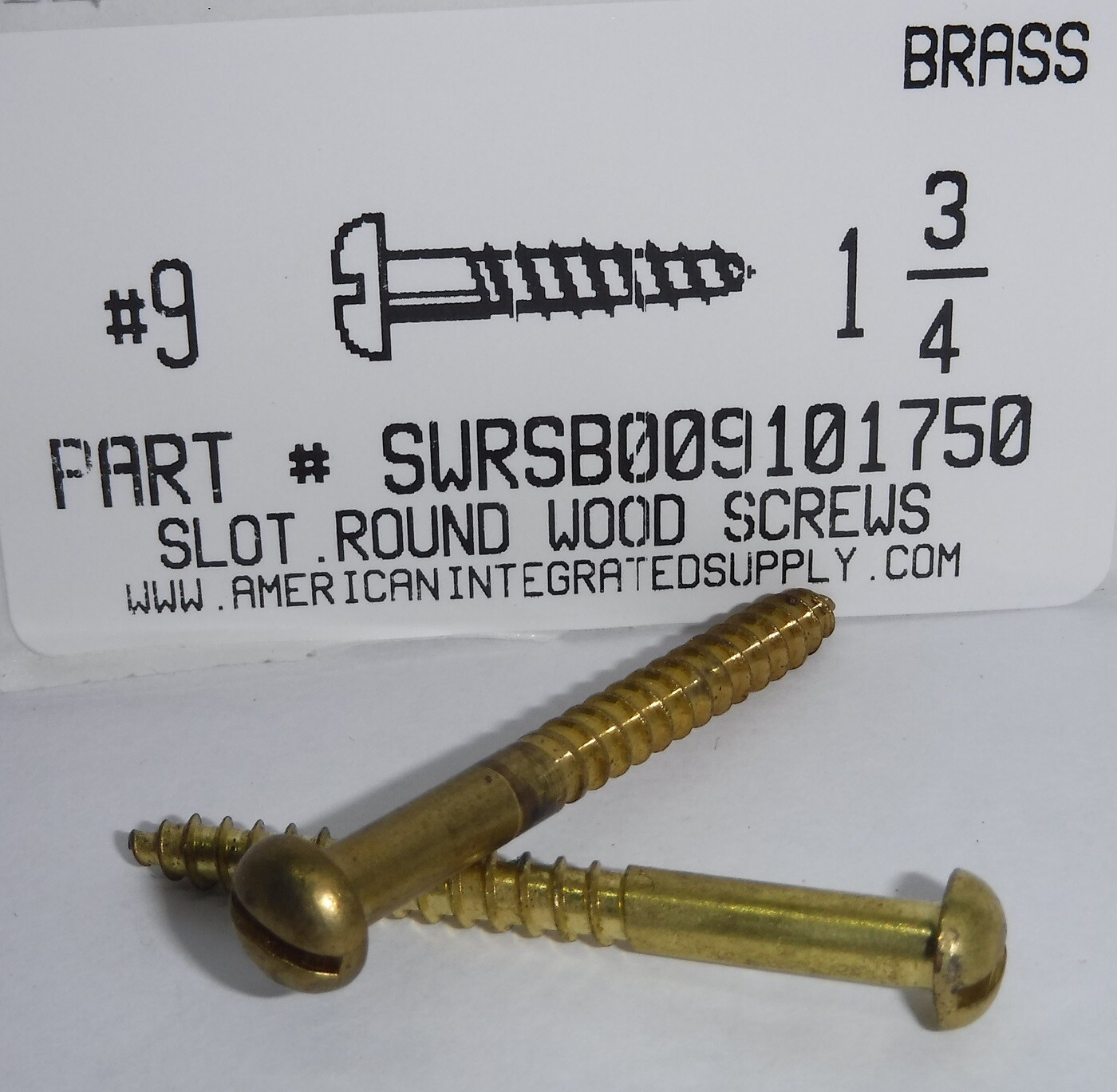 #9x1-3/4 Round Head Slotted Wood Screws Solid Brass (10) | eBay