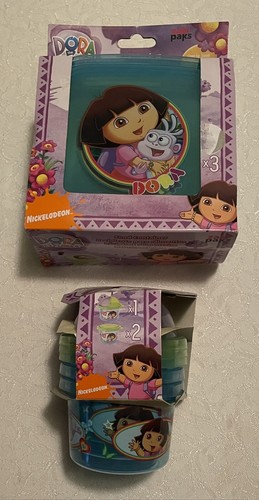 Set Of 3 DORA THE EXPLORER Storage Containers With Lids Plus Free 3 x ...