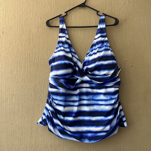 Sonnet Shores Tankini Swimsuit Top Tie Dye Blue White Twist Sz 22W NWT ...