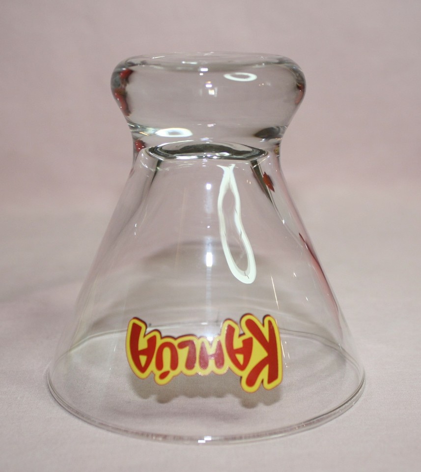 KAHLUA COCKTAIL DRINKING GLASS 8 OZ. YELLOW/RED APPLIED COLOR LABEL ...