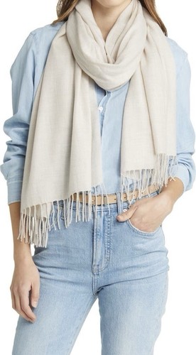 Nordstrom Solid Women’s light weight Wool & Cashmere Wrap Scarf Color Beige | eBay