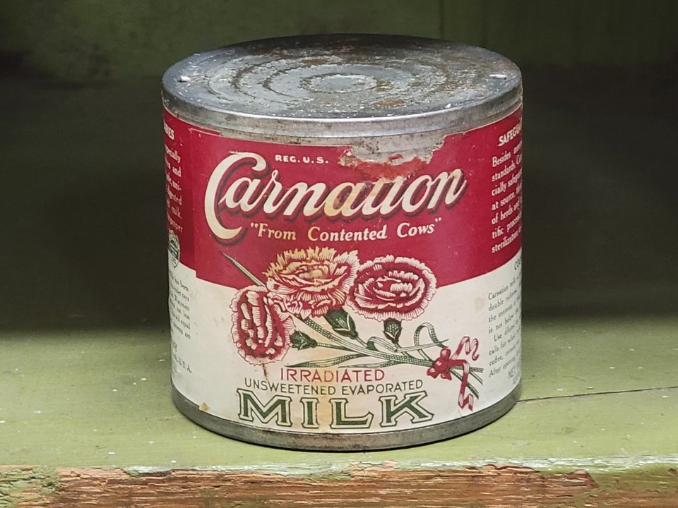 early 1900s Carnation Evaporated Milk Tin Can Paper Label Antique ...