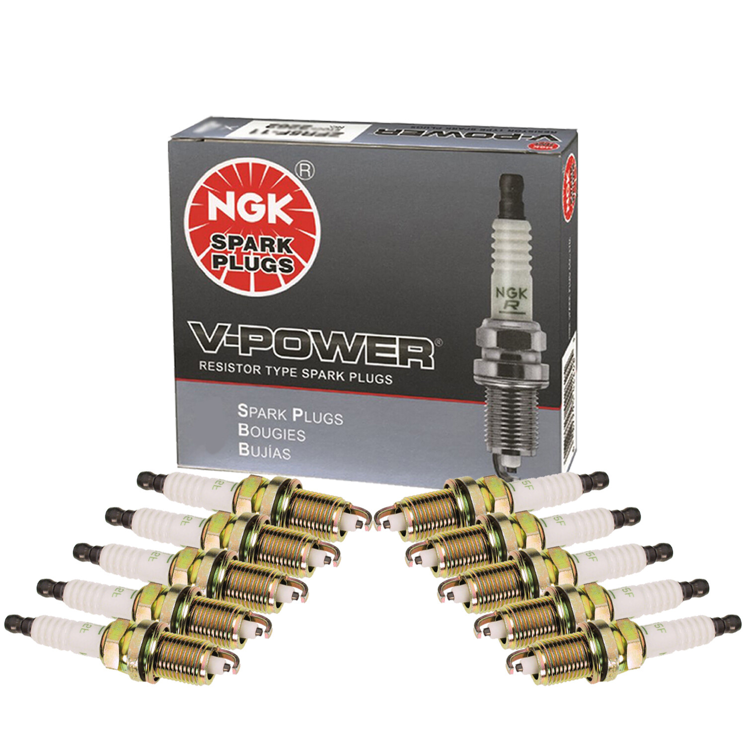 NGK Set of 10 Nickel V-Power Spark Plugs For Dodge Ram 2500 3500 8.0L ...