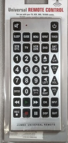 Jumbo Universal Remote Control #61959 TV VCR DVD Cable Combo 11” X 5 ...