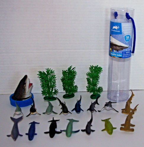 Animal Planet Ocean Sea Life Play Set with Sharks Complete 18 Piece Set ...