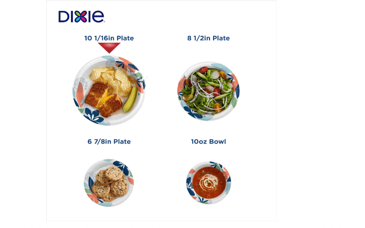 Dixie Large Paper Plates, 10 Inch, 204 Count, 2X Stronger*, Microwave ...