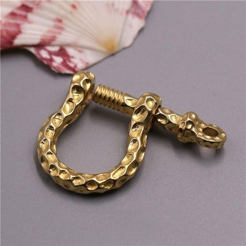 Solid Brass D Bow Shackle Key Chain Ring Split Fob Connecting Hook ...