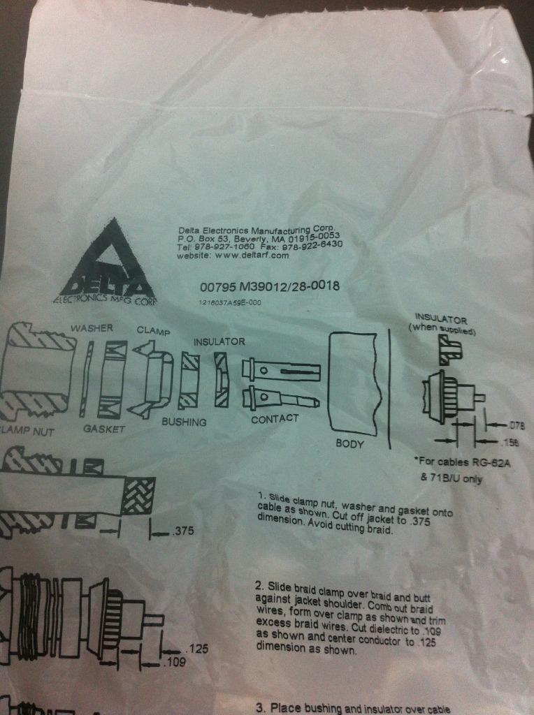 M39012/28-0018 - DELTA - Connector TNC F 0Hz to 11GHz 50Ohm ST Panel ...