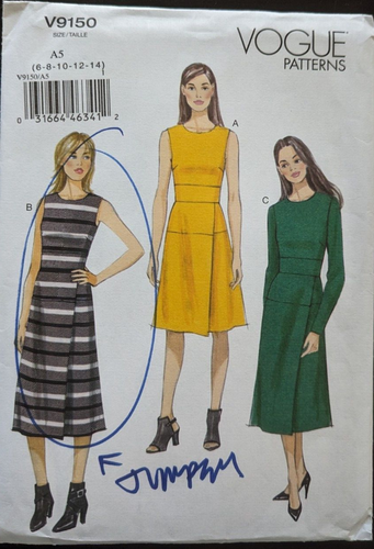 Vogue V9150 Womens Lined Dress Fitted Bodice Midriff Yoke Sz 6-14 UNCUT ...