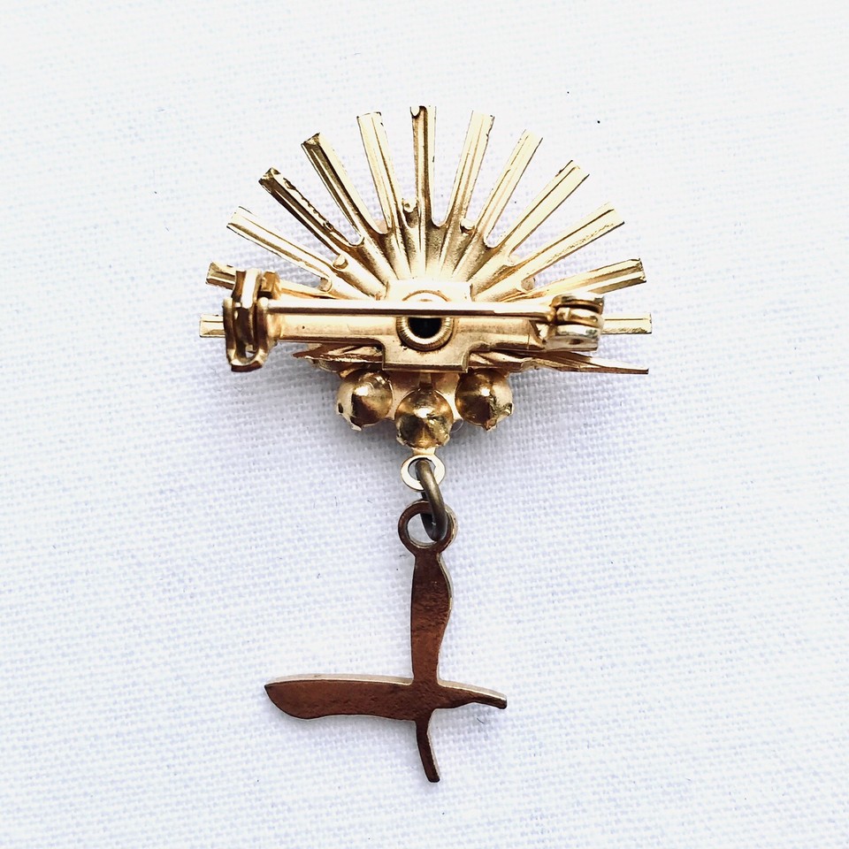VTG Masonic Secretary Pin Brooch Dangling Crossed Quill Pens Fraternal ...