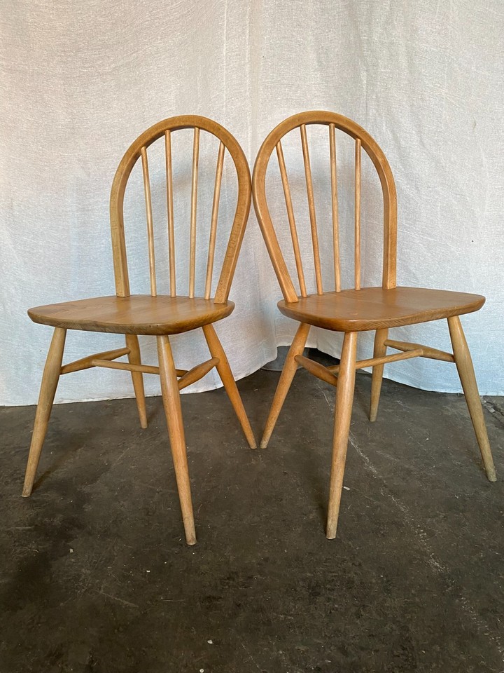 VINTAGE MID CENTURY ERCOL ELM & BEECH HOOP BACK DINING CHAIRS | eBay UK