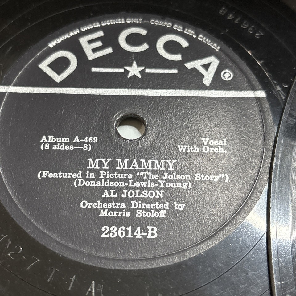 1950's Jazz lot of Al Jolson 5 Shellac discs 78 rpm records Canada ...