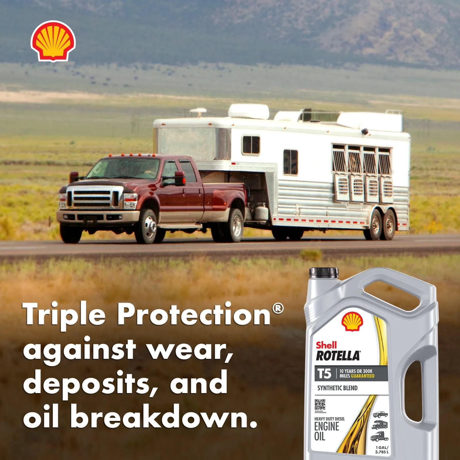(3-Pack) Shell Rotella T5 Synthetic Blend Diesel Engine Oil 15W-40, 1 ...