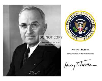 HARRY S. TRUMAN w/ PRESIDENTIAL SEAL & SIGNATURE* - 8X10 or 11X14 PHOTO ...