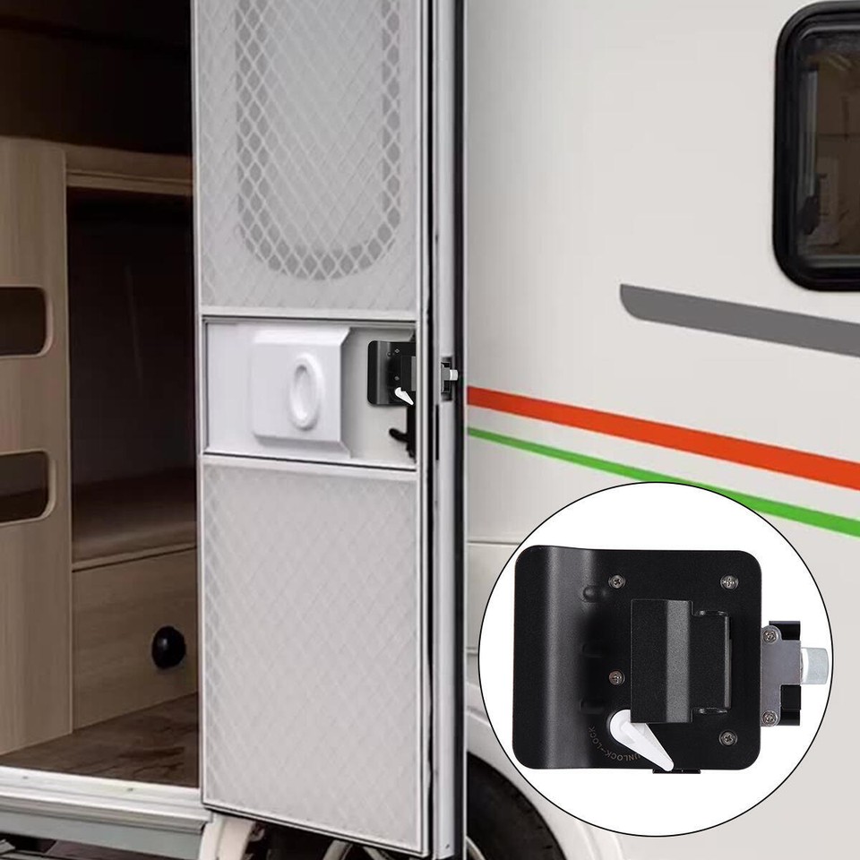 NEW RV Paddle Entry Door Lock Latch Handle Knob Black Deadbolt Camper ...