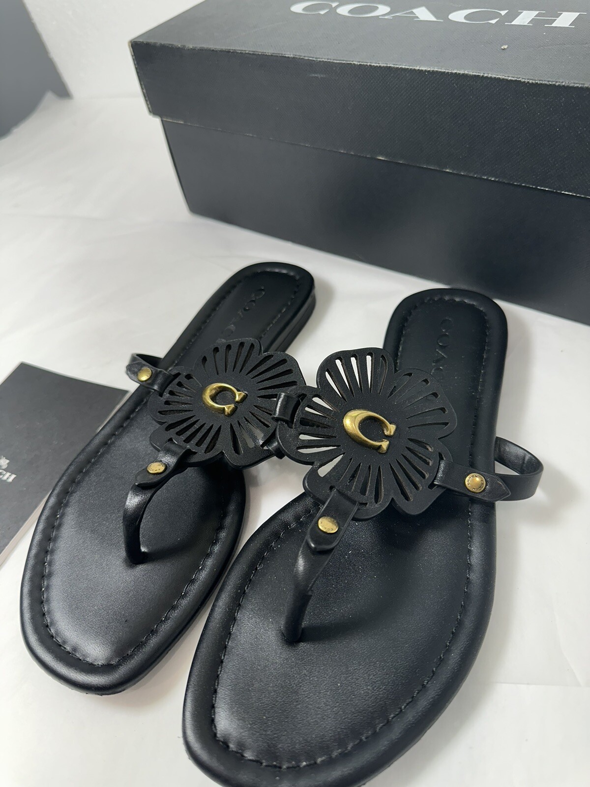 Coach Julia Leather Sandal Tea Rose Black US 6 - Gem