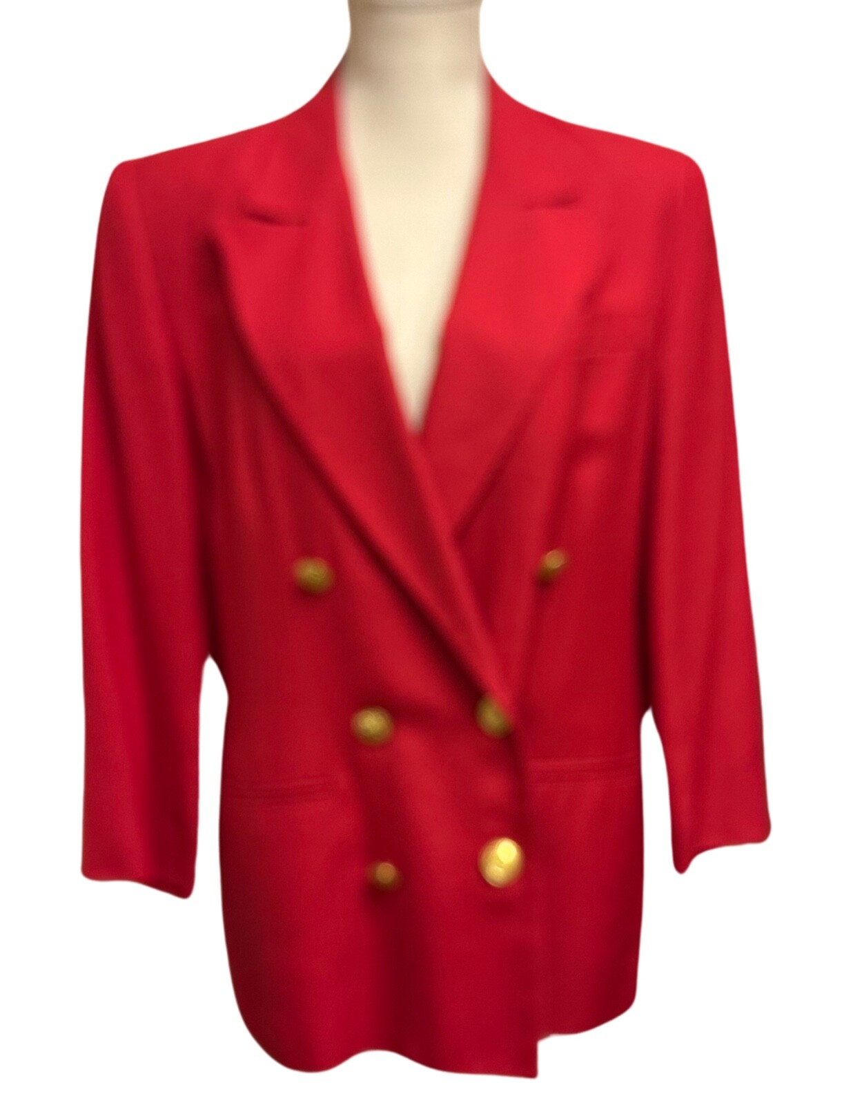Talbots Red Double Breasted Blazer Gold Button Size 1… - Gem