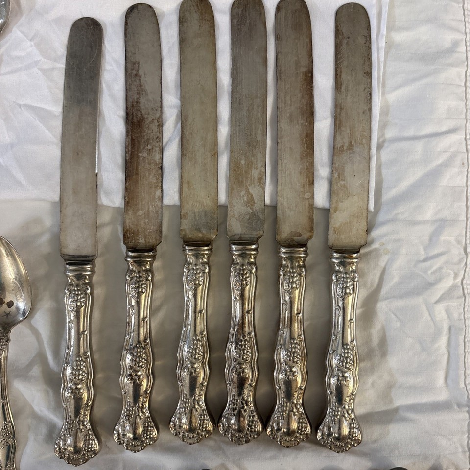 Vintage Grape 1847 Roger's Bros. Silverplate Set Of 91 Pieces Serving ...