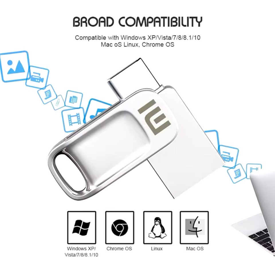 Original XIAOMI 2TB Metal Flash Drive USB 3.1 U Disk 2 IN 1 1024GB ...