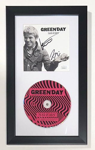GREEN DAY SIGNED AUTOGRAPH FRAMED SAVIORS CD +JSA LOA BILLIE JOE, TRE ...