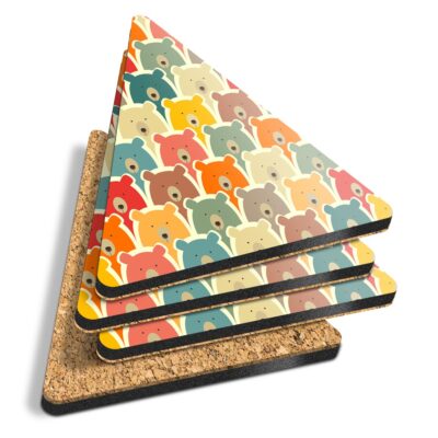 4x Triangle Coasters - Colourful Cartoon Bear Pattern Polar Bears ...