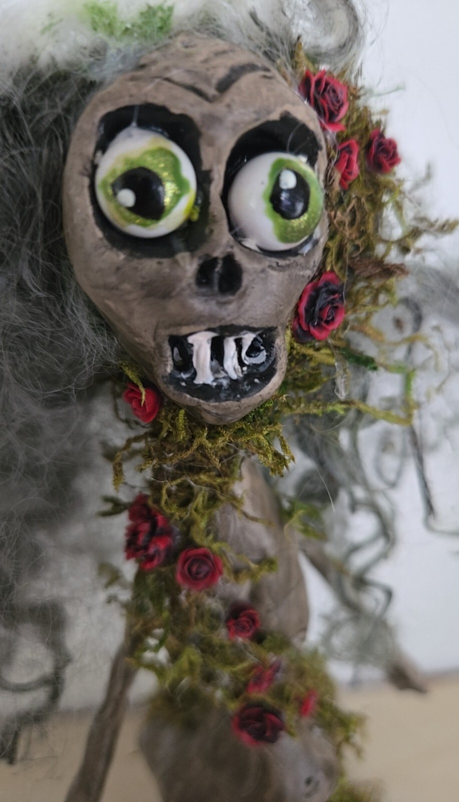 OOAK Creepy Oddity Art Doll Clay Spooky Moss & Roses Skeleton Ghoul ...