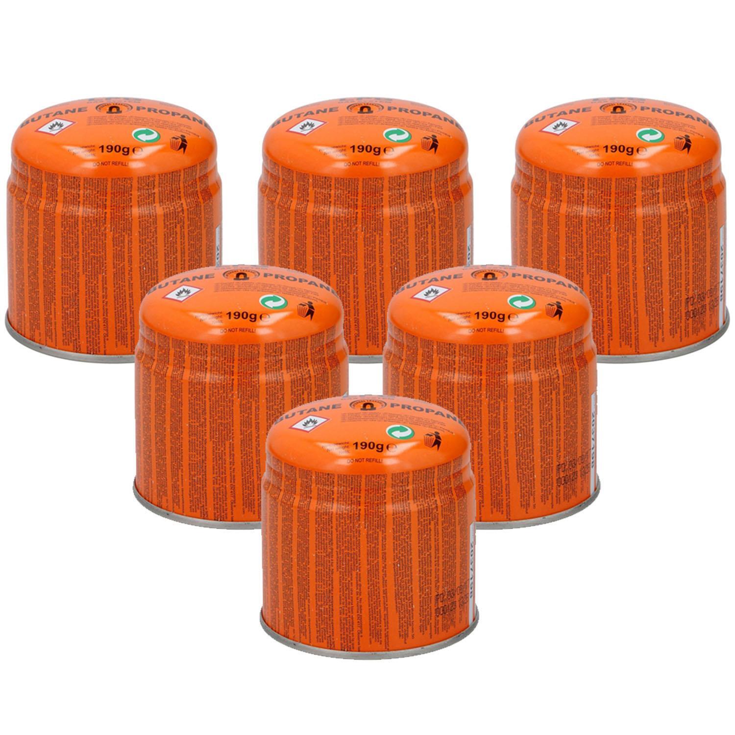 6 x Value Pack 190g Butane Propane Pierceable Gas Cartridges Camping ...