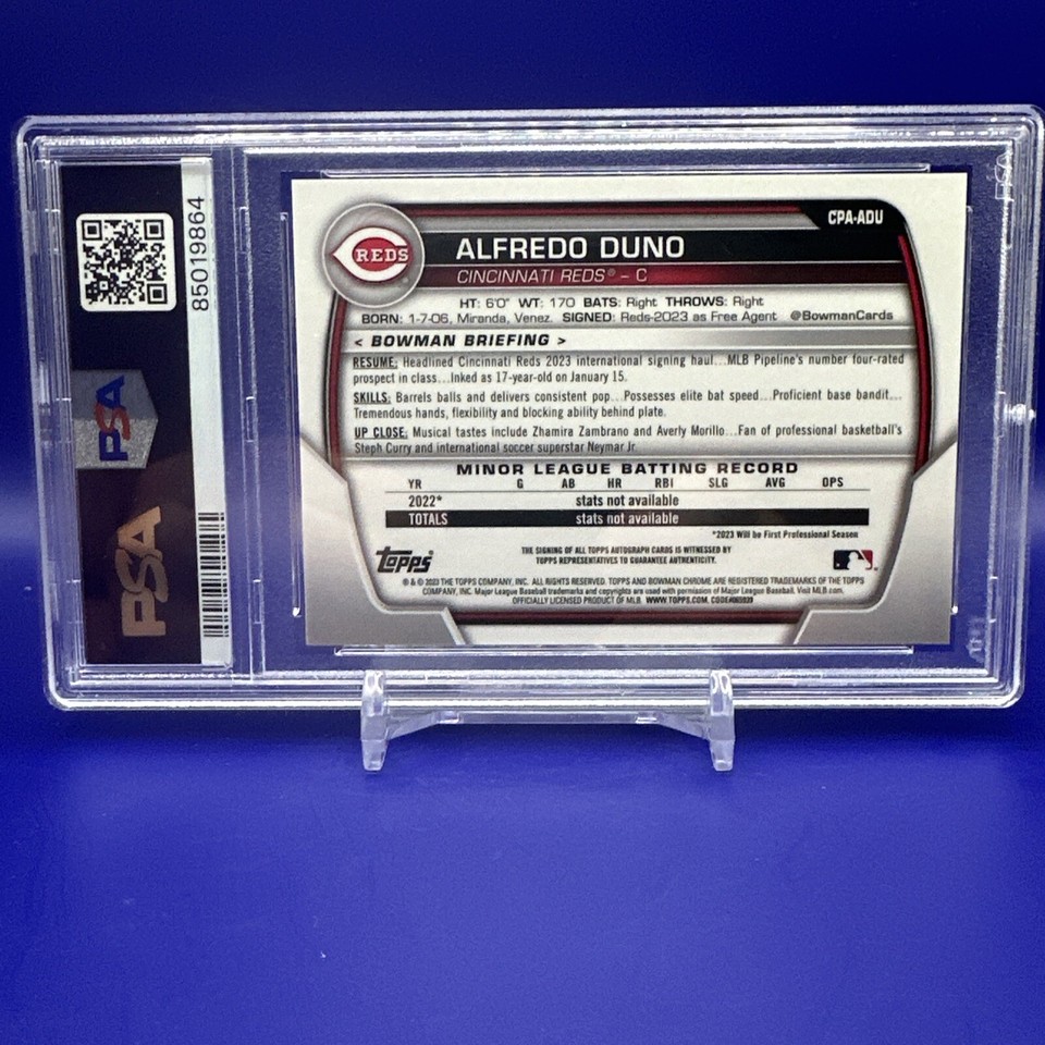 Alfredo Duno 2023 Bowman 1st Base Chrome Auto Cincinnati Reds CPA-ADU ...