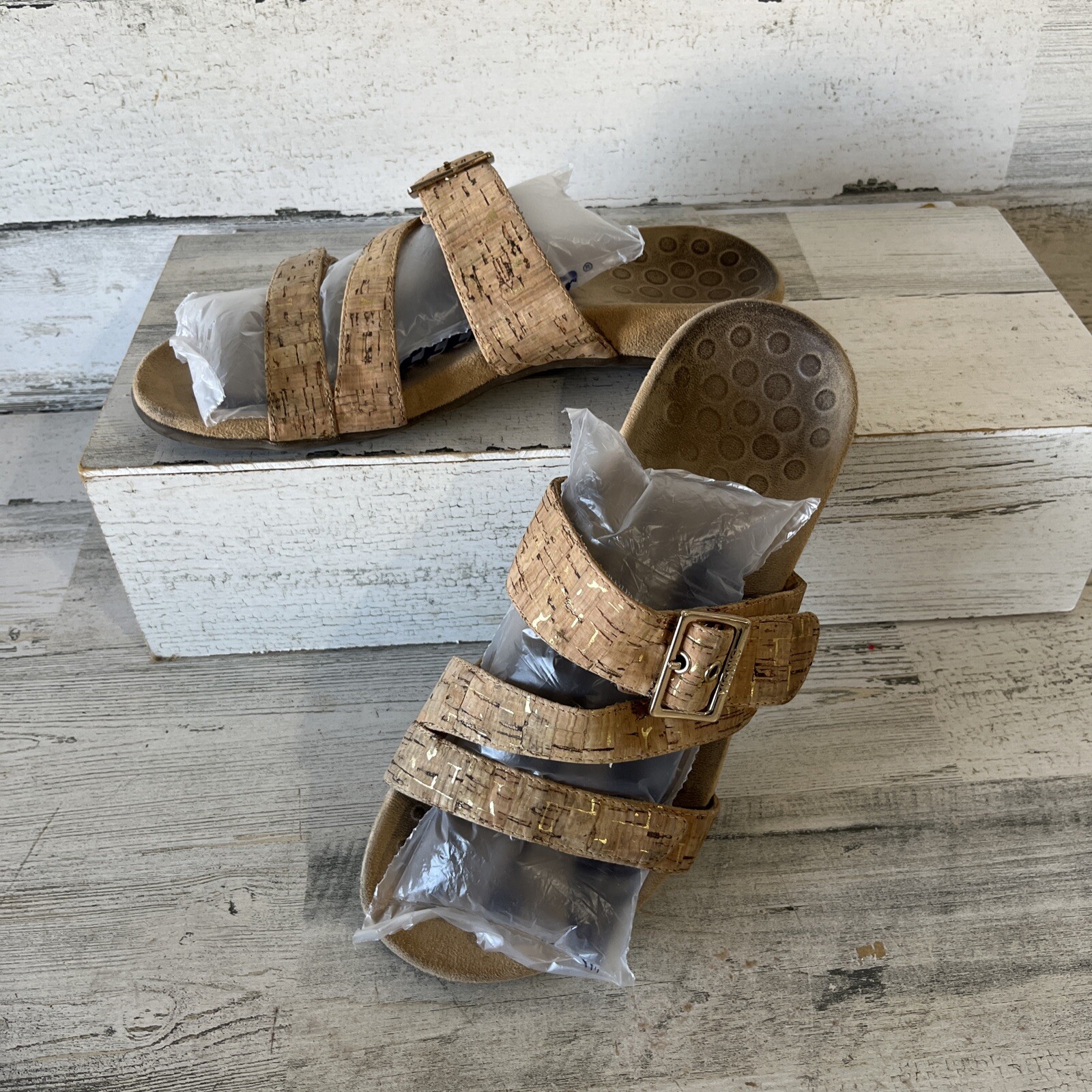 Vionic Rio Sandals Shoes Womens Size 8 Brown Tan Open Toe Cork Strappy ...