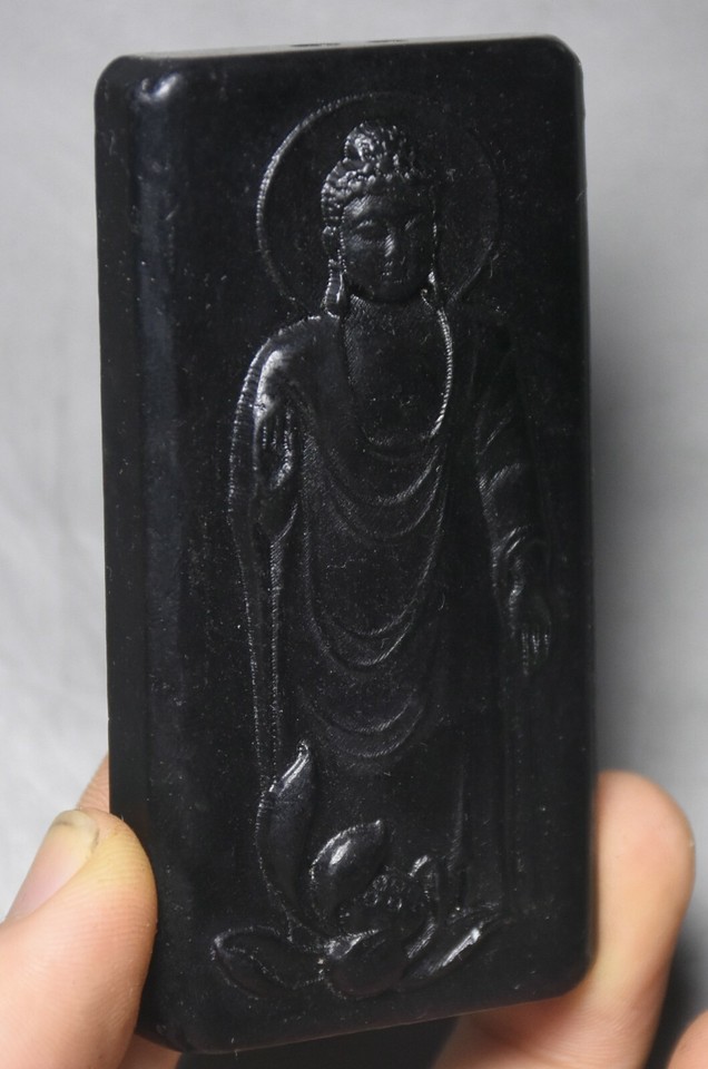 8CM Hongshan Culture Meteorite（Black Magnet）Tathagata Buddha Amulet ...