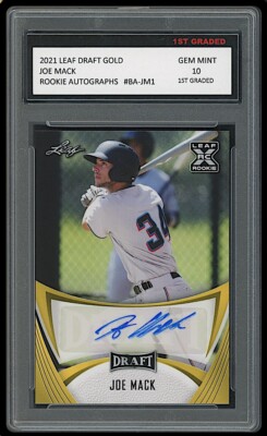 JOE MACK 2021 LEAF DRAFT GOLD AUTOGRAPH BASEBALL 1ST GRADED 10 ROOKIE ...