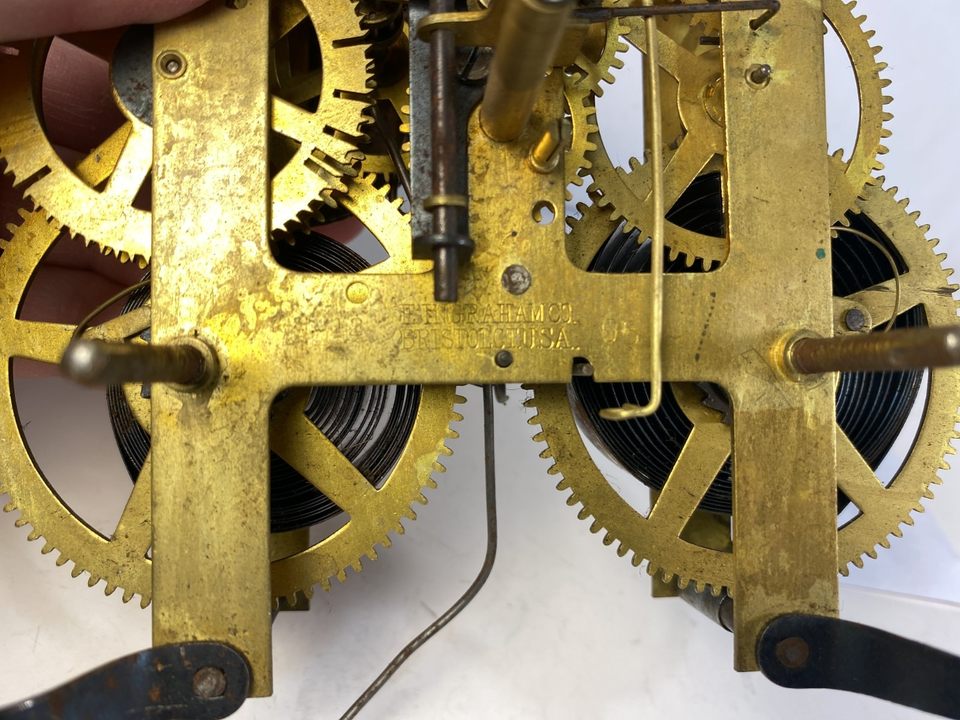 Antique E. Ingraham Clock Co. 12 05 Movement Brass For Parts or Repairs ...