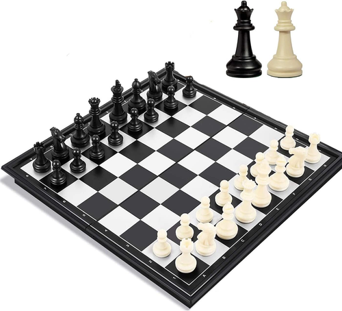 Travel Chess Set, 10 Inch Magnetic Chess Board with 2 Extra Queen ...