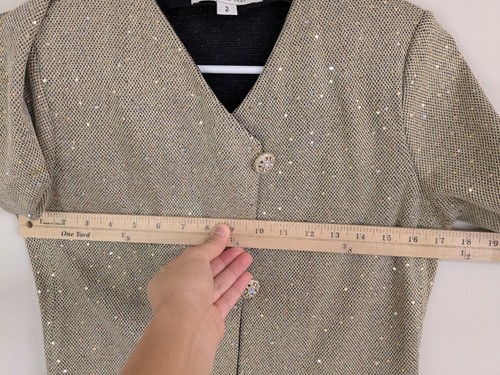 St. John Evening Jacket Women's 2 Beige Button Up Rhinestone Shimmer | eBay