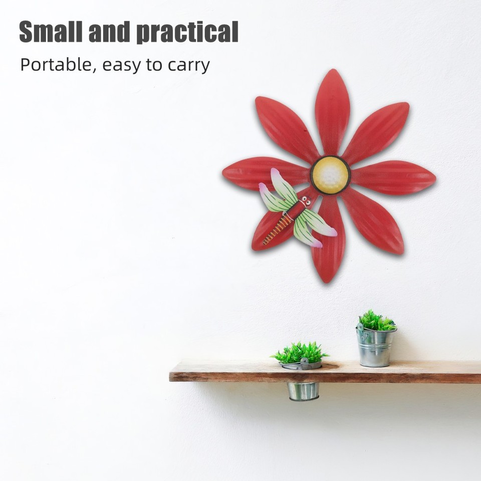 Metal Flower Wall Art, Hanging Wall Decor with Dragonfly & Buckle On ...