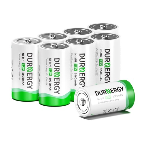 Rechargeable C Batteries 8 Pack, NiMH C Cell Batteries, 5000mAh 1.2V ...