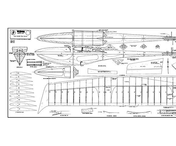 Birdsong V Tail Sailplane Giant 96" WS RC Model Airplane Printed Plans ...