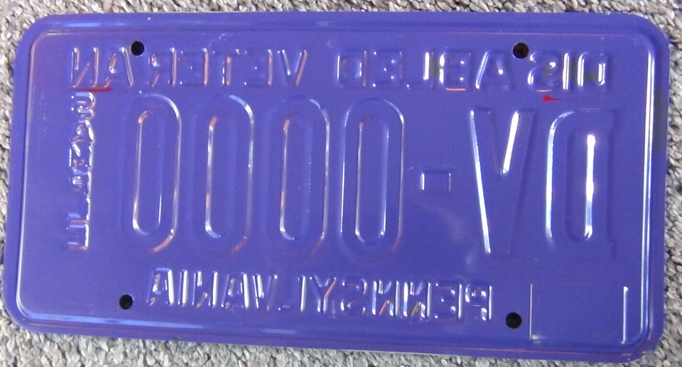 Pennsylvania Disabled Veteran Sample License Plate | eBay