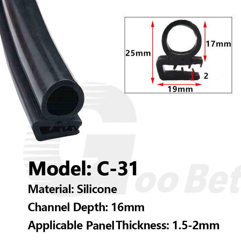 Car Finned Rubber Edge Trim Seal U Profile Van Boat Truck Door Bonnet ...