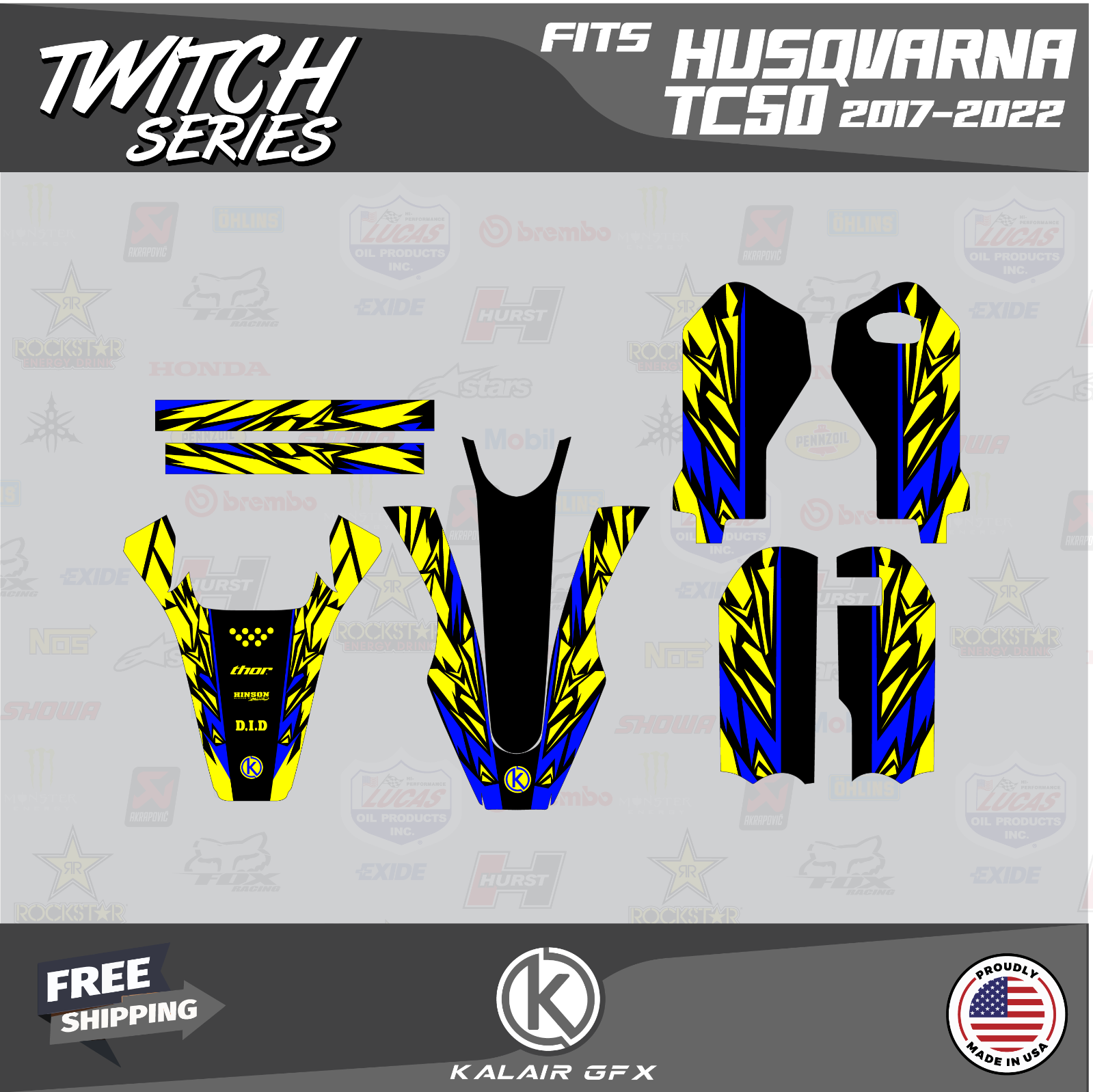 Graphics Decal Kit for Husqvarna TC50 (2017-2023) TC 50 Twitch Series ...