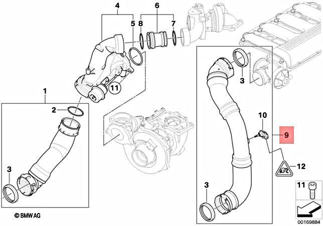 Genuine BMW E60 E61 Sedan Wagon Intercooler Pipe Turbo Hose OEM ...