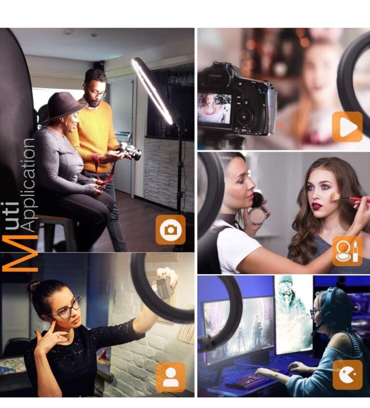 Pixel Ring Light, 19" Bi-Color LCD Display Ring Light with Stand, 55W ...