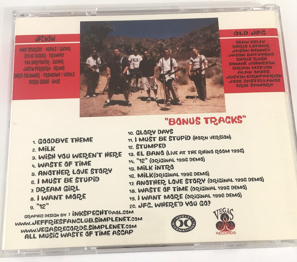 Jeffries Fan Club "JFC Sucks The Early Years" CD Ships Same Day With ...