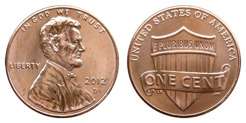 2012 D LINCOLN PENNY CENT - 1c Lincoln Union Shield theme ** ON HAND ...