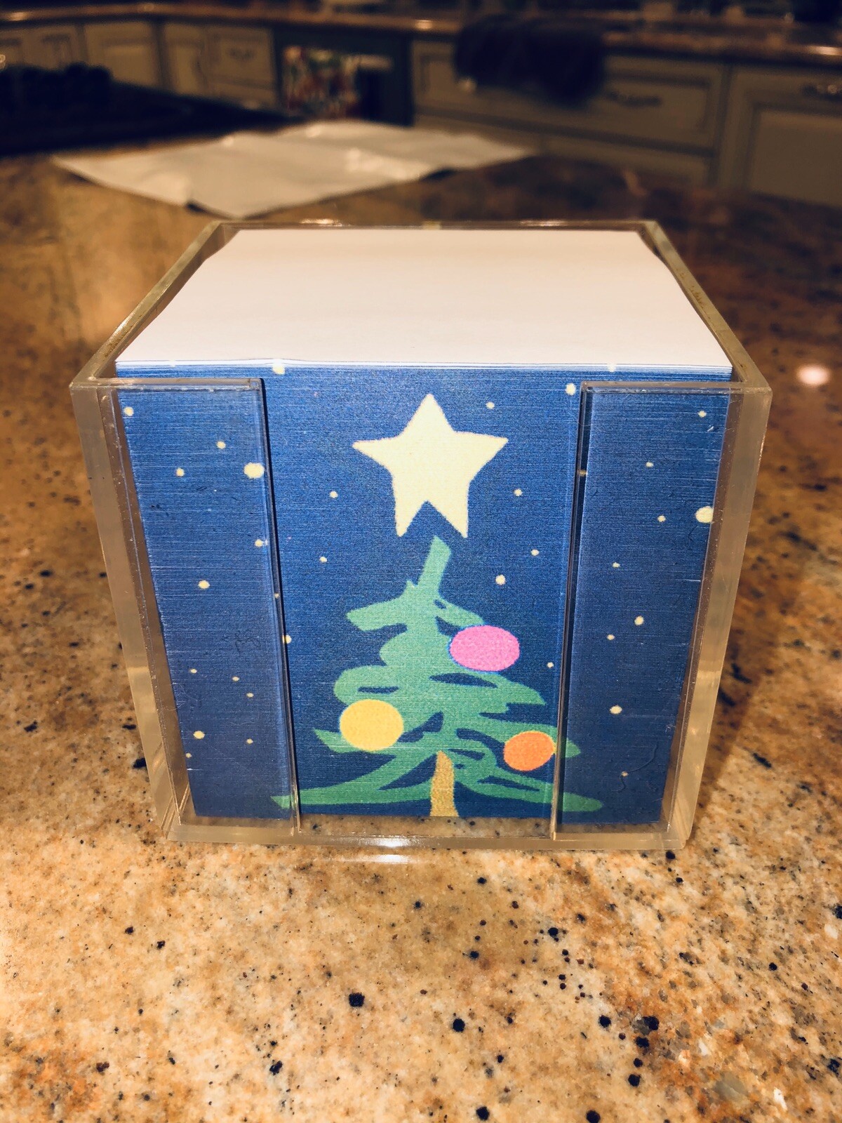 Stik-Withit Note Cube W/ Open Plastic Holder Desk Office Christmas Tree ...