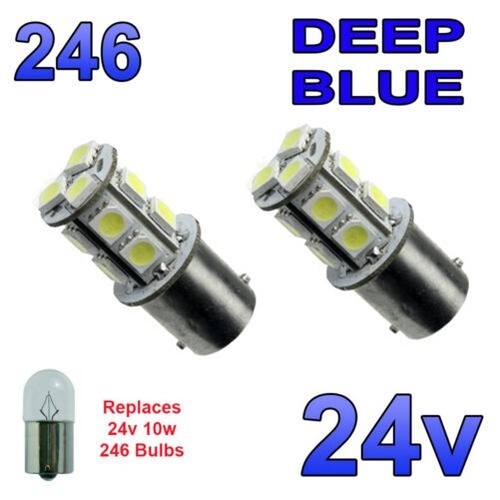 2 x Blue 24v LED BA15s 246 R10W 13 SMD Number Plate Interior Bulbs HGV ...