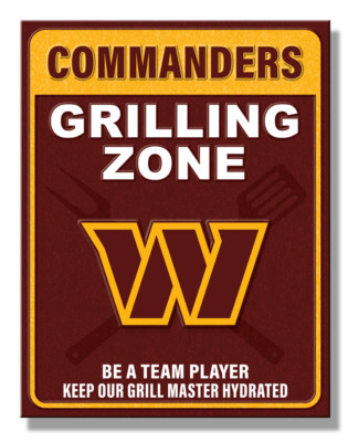 WASHINGTON COMMANDERS GRILLING ZONE Poster-Style Distressed Metal Sign ...