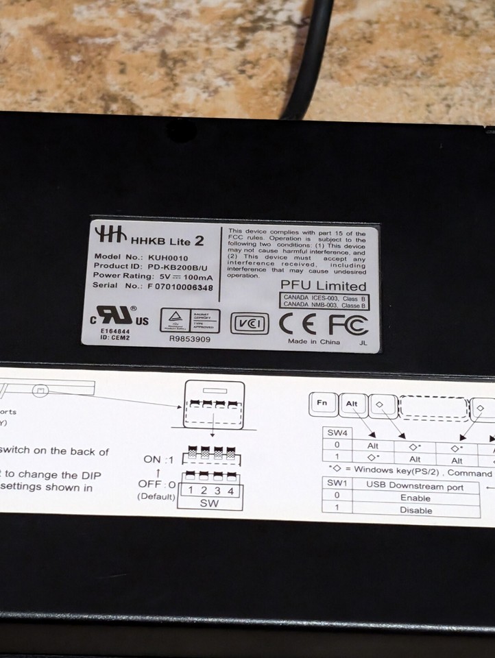 PFU Happy Hacking Keyboard Lite2 English Array USB Keyboard Black PD ...