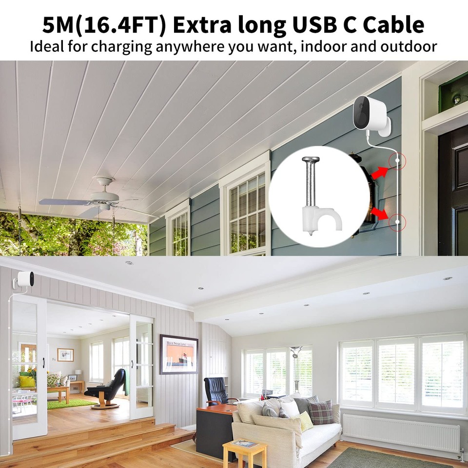 ACAGET 5M Cavo USB Type-C Extra Lungo per Mi Camera 2K Magnetic Mount ...