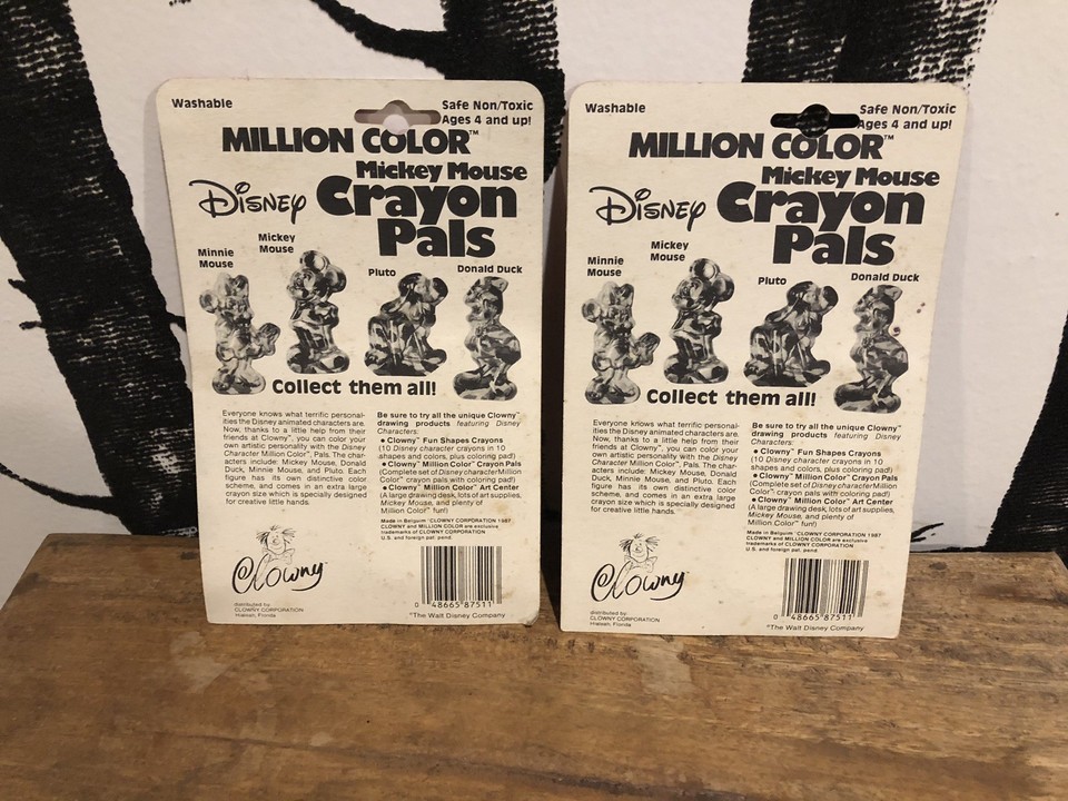 Lot 2 Vtg 1987 Disney Mickey Minnie Mouse Million Color Crayon Pals ...